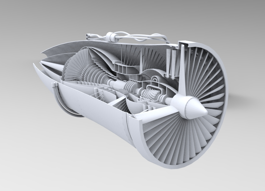 مدل سه بعدی توربین جت موتور هواپیما کار شده با solidworks - 4fem