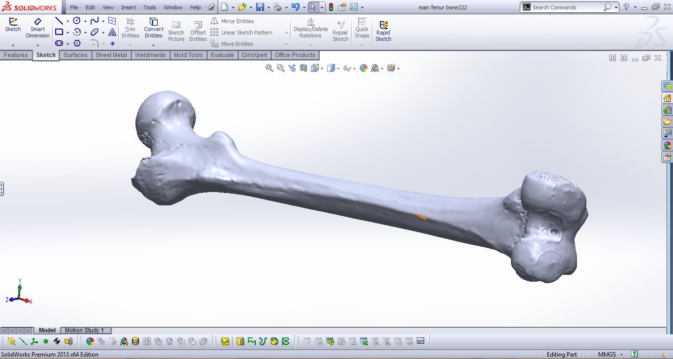 مدل سه بعدی استخوان femur ران پا مدلسازی شده در solidworks - FOR Finite ...